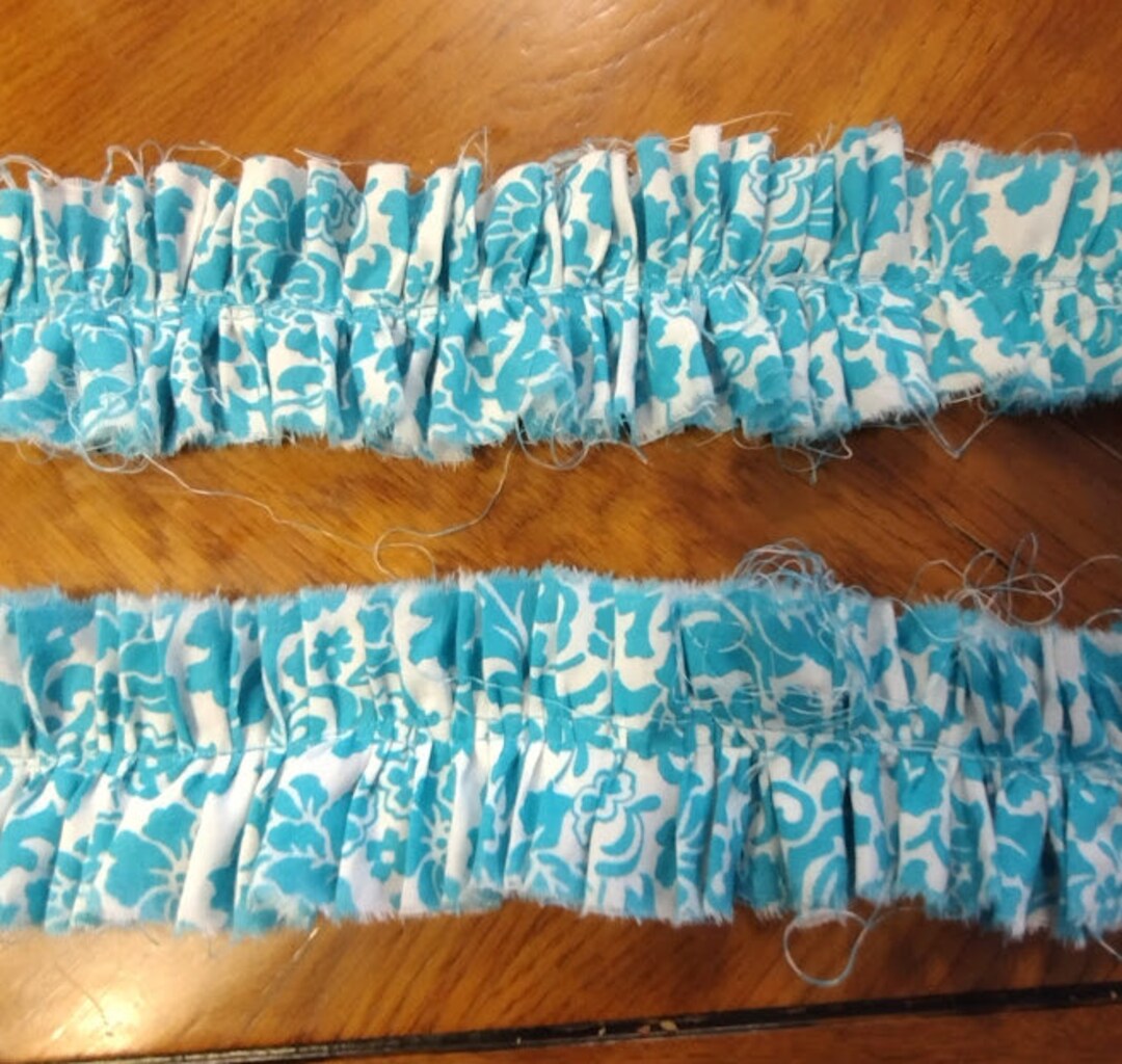 Fabric Ruffle. Teal Floral Cotton Ruffle. Hand-torn Ruffle. Great for ...