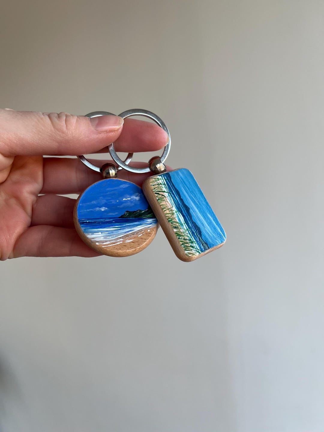 Handpainted Wooden Keyrings - Mix - Etsy UK