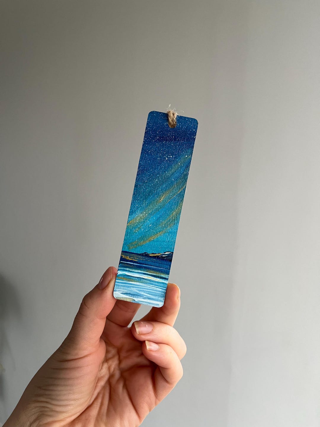 Hand Painted Wooden Bookmark - Golden Sky - Etsy