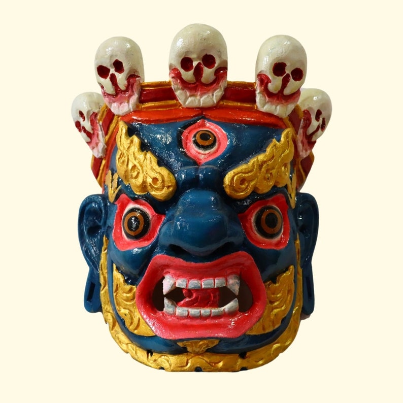 Authentic Bhutanese Mask - Tsholing - in Blue - Etsy