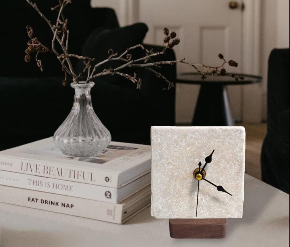 Marble Tile Clock, Small Table Clock, Mini Clock - Etsy