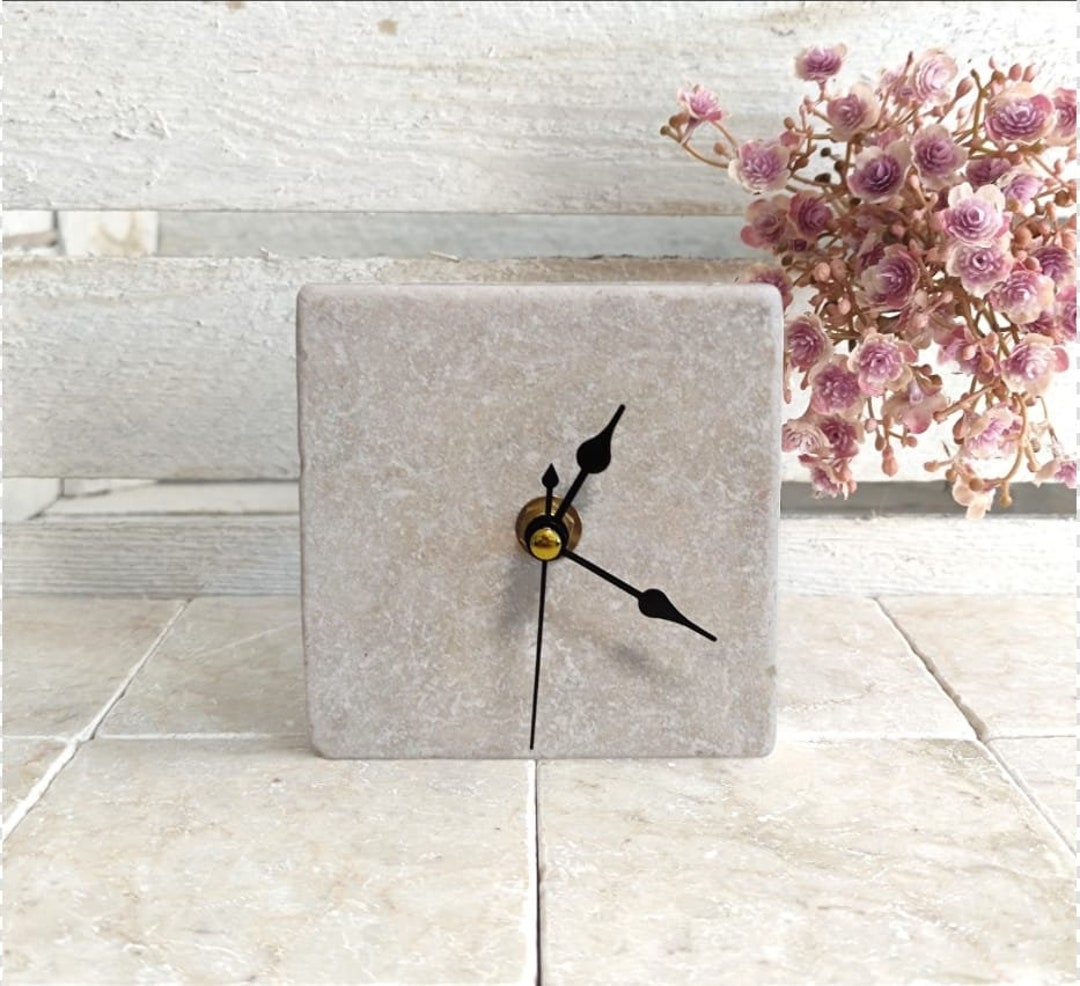 Marble Tile Clock, Small Table Clock, Mini Clock - Etsy