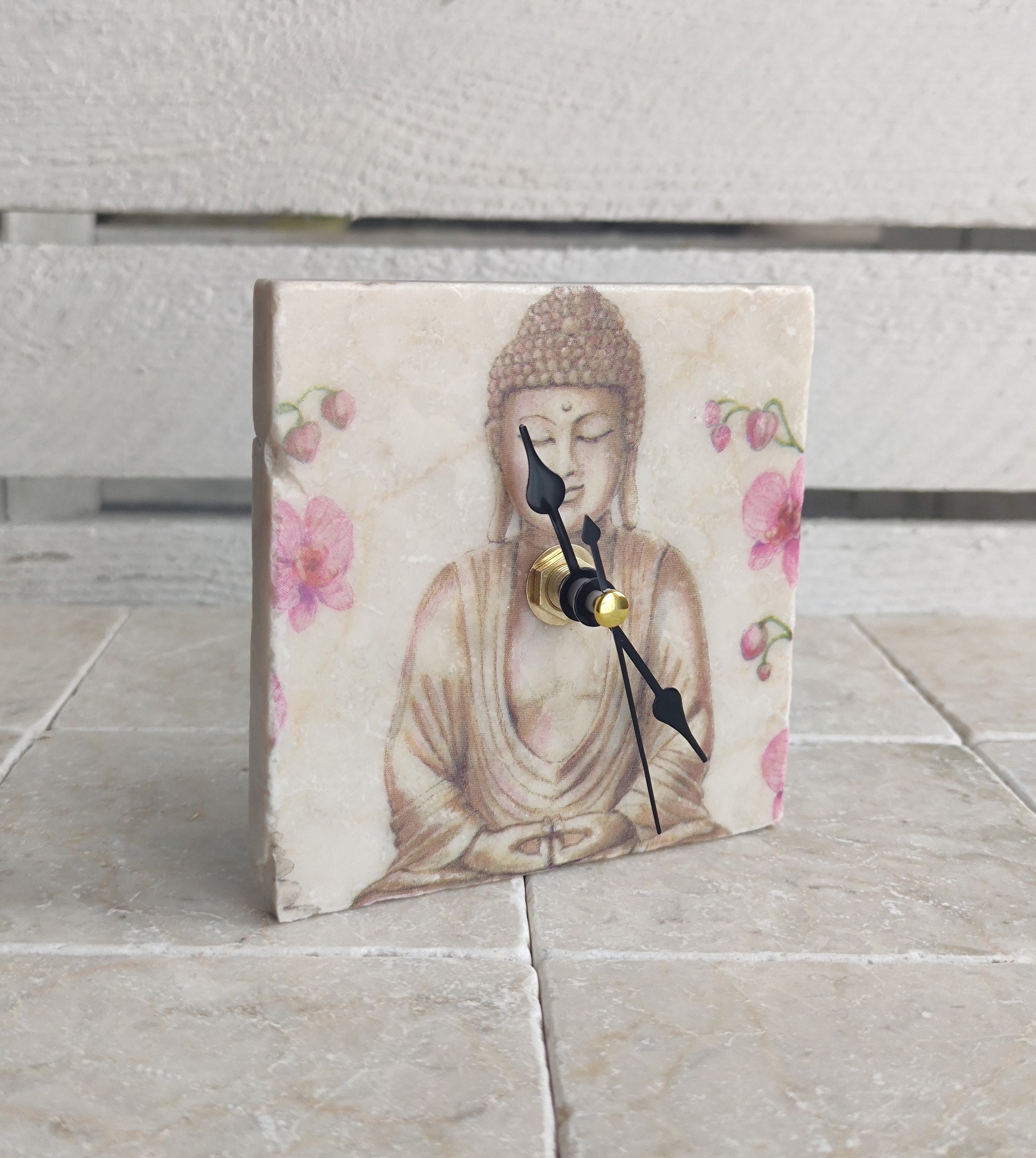 Handmade Marble Tile Clock With Buddha Motif - Etsy