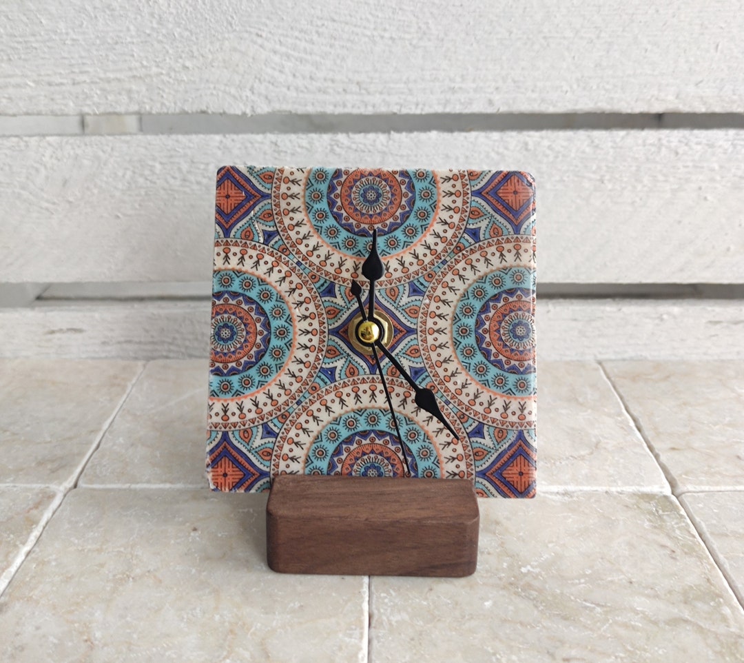 Handmade Marble Tile Clock With Oriental Motif - Etsy