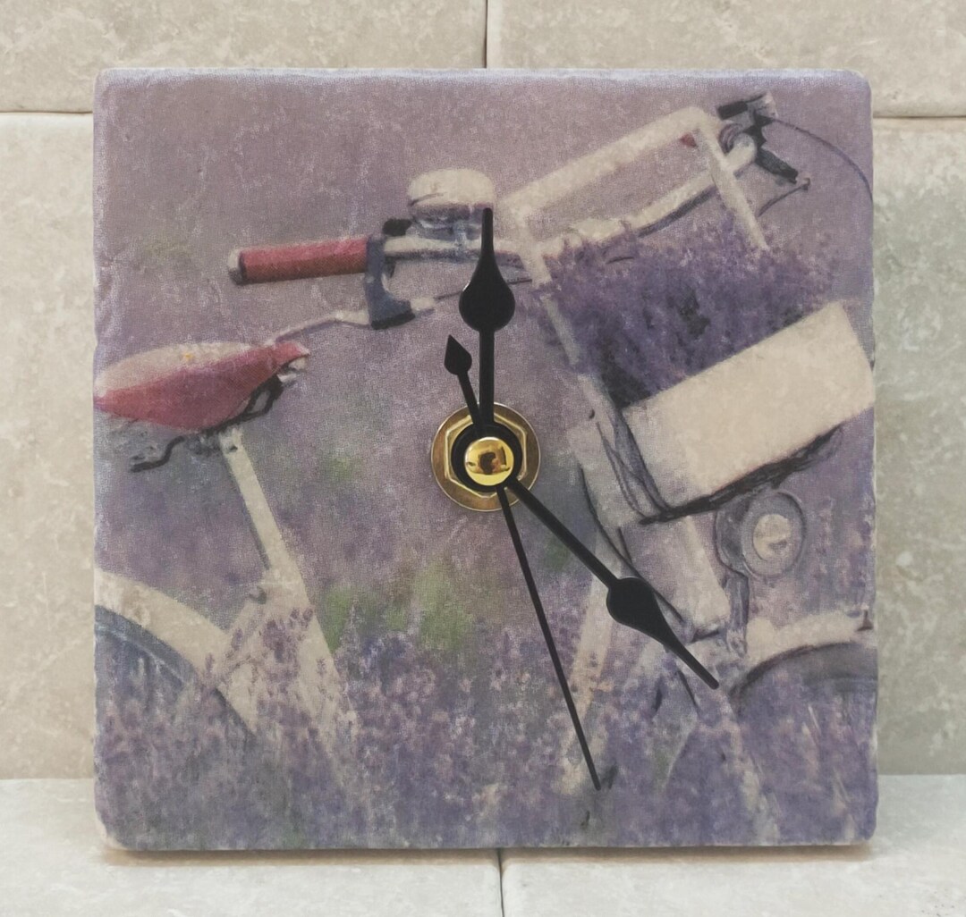 Marble Tile Clock Including Wooden Stand, Small Table Clock, Shelf ...