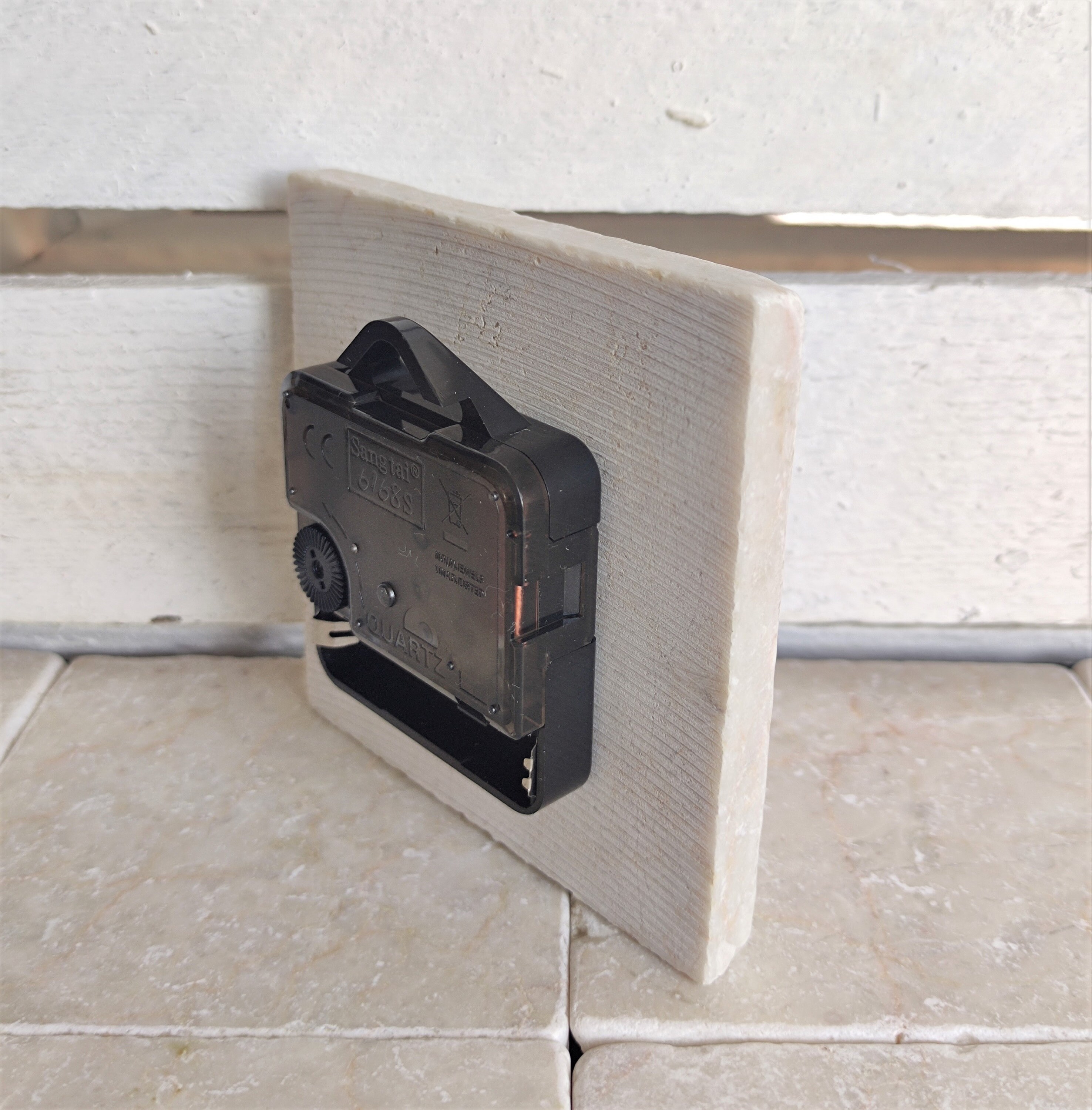 Handmade Marble Tile Clock With Flower Motif, Including Wooden Stand - Etsy