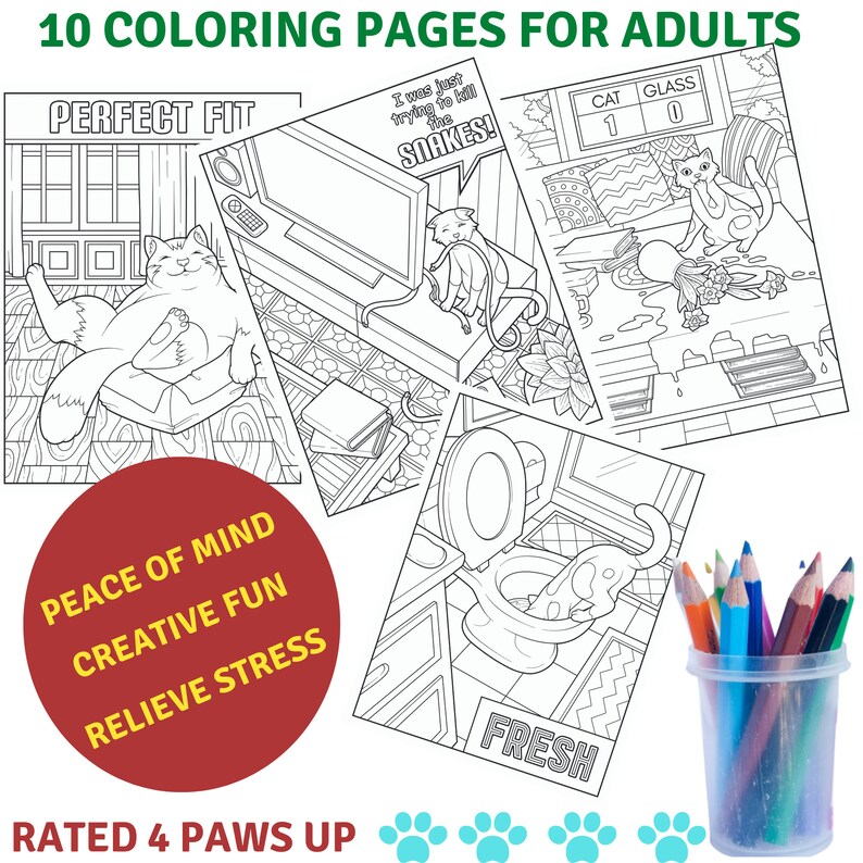 Printable Cat Coloring Pages for Adults | Adults Stress Anxiety Relief ...