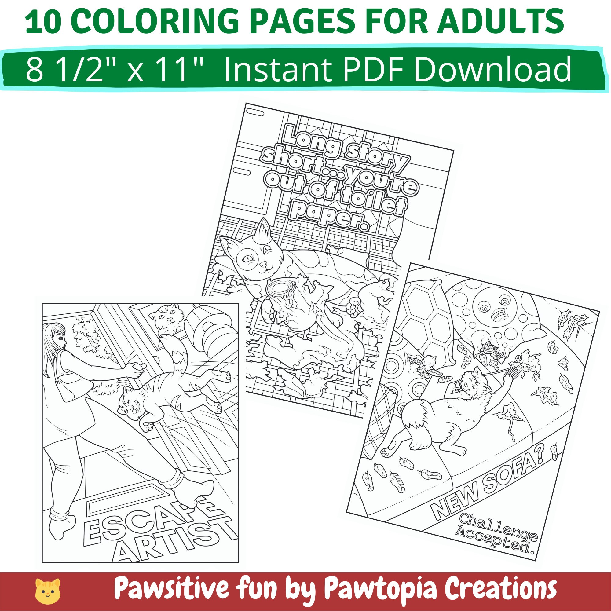 Printable Cat Coloring Pages for Adults | Adults Stress Anxiety Relief ...