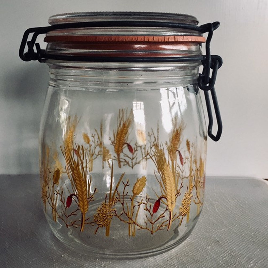 Vintage Arc “country Harvest” Canister Jar - Etsy