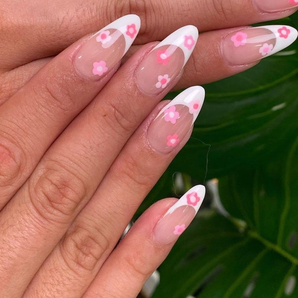Floral Fake Nails - Etsy