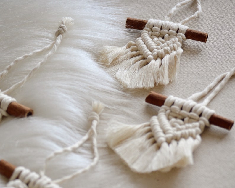 Mini Cinnamon Stick Macrame Gifts Boho Christmas Ornaments - Etsy