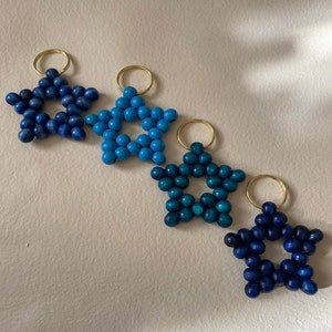 Wooden Star Beaded Keychain for Baby Boy, Boho Boy Baby Shower Favors ...