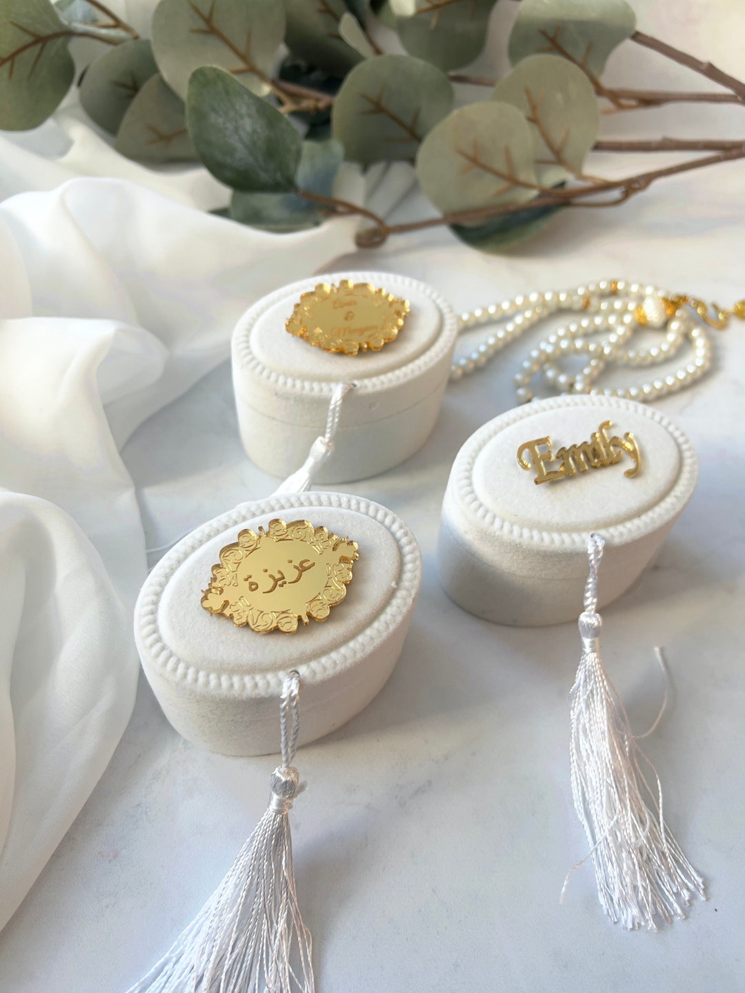 Personalized Pearl Prayer Beads Tasbeeh Favors, Muslim Wedding Tasbih ...