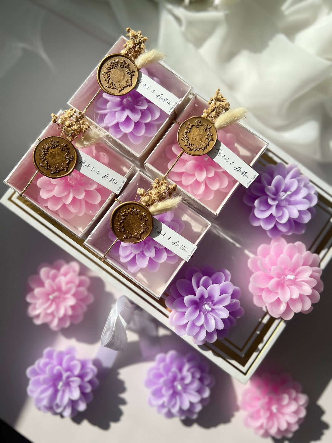 Pink Lotus Flower Candle Favors, Wedding Candle Favors for Guest ...