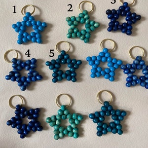 Wooden Star Beaded Keychain for Baby Boy, Boho Boy Baby Shower Favors ...