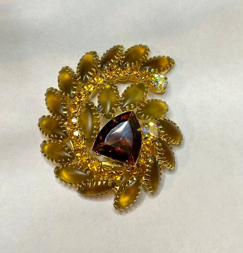Vintage Juliana Like Amber Topaz Color and Amber Rhinestones Brooch - Etsy