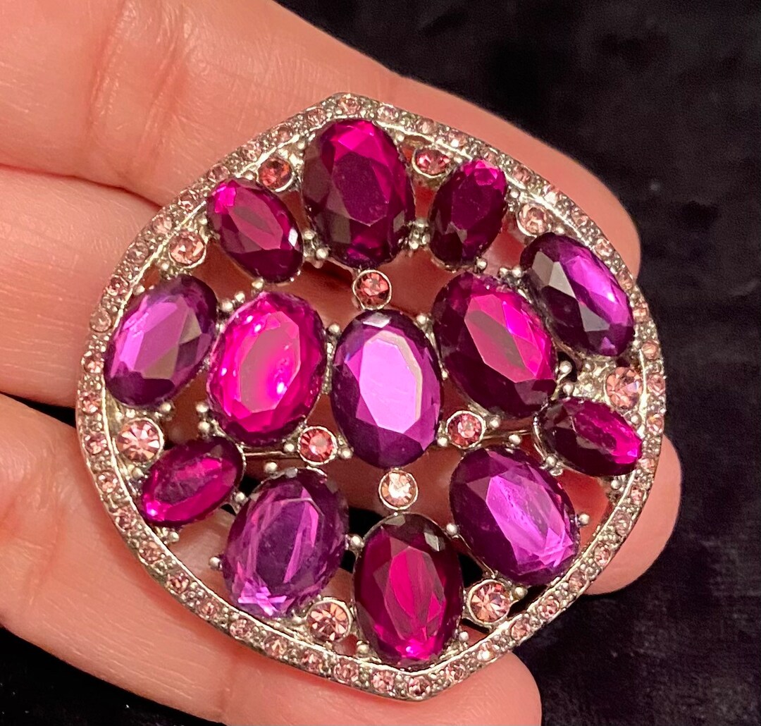 Vintage Monet Amethyst Color Rhinestones Brooch - Etsy