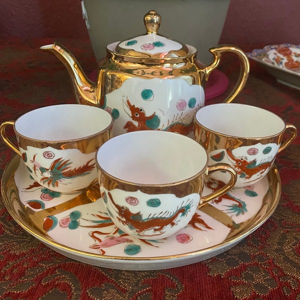 Red Dragon Tea Set - Etsy