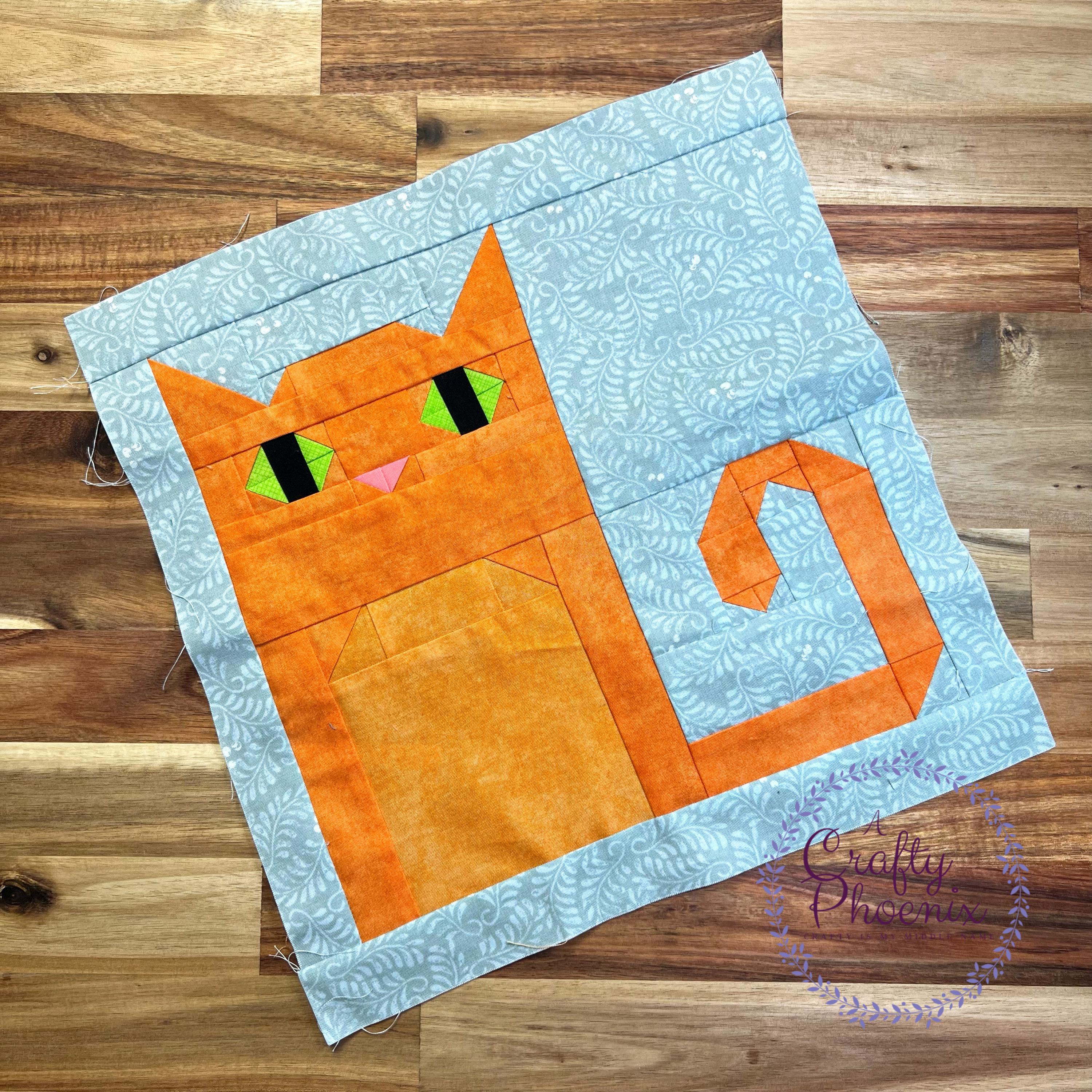 Cat Block PDF Pattern for Mini Quilts, Scrap Fabric Pattern ...