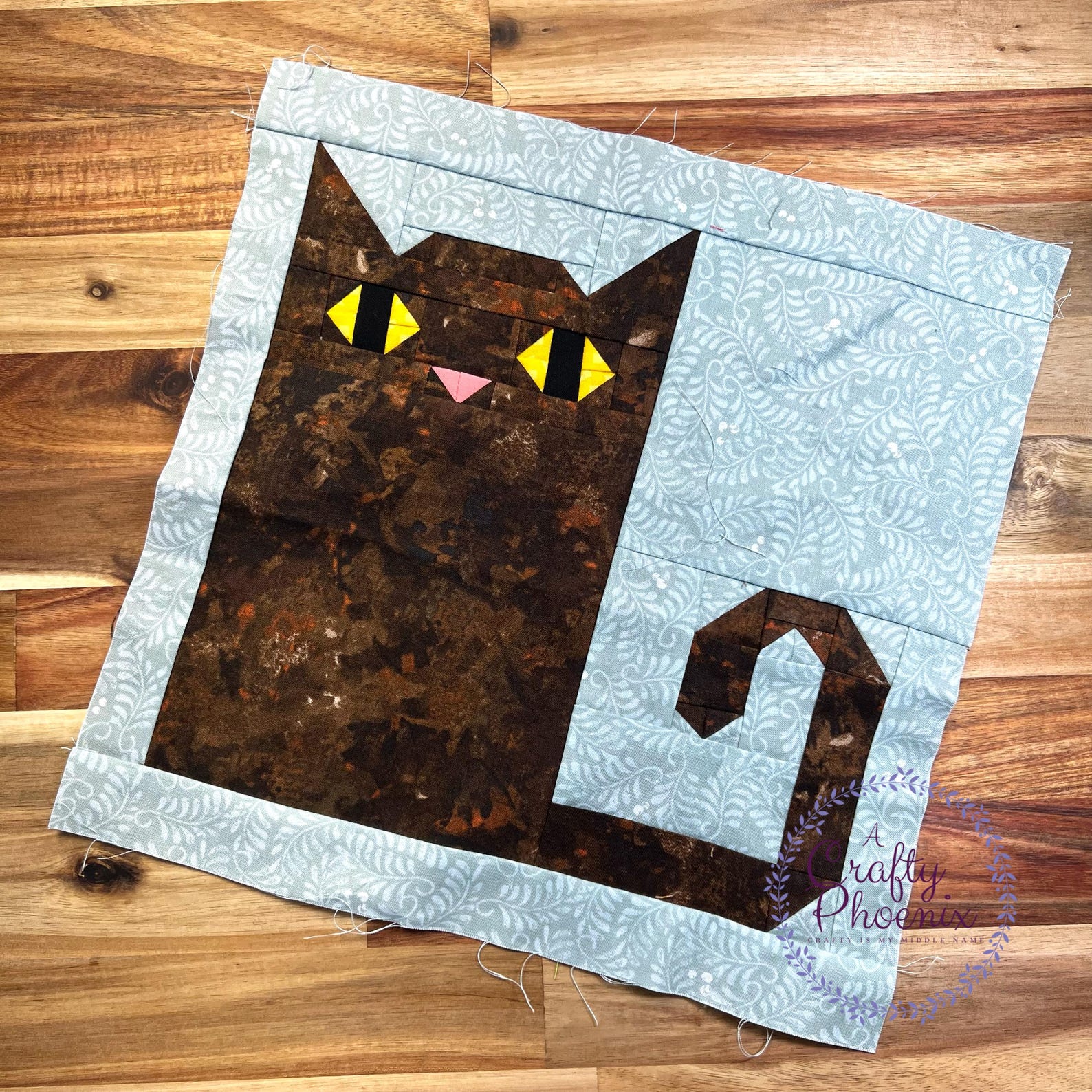 Cat Block PDF Pattern for Mini Quilts, Scrap Fabric Pattern ...