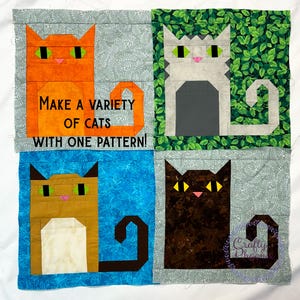 Cat Block PDF Pattern for Mini Quilts, Scrap Fabric Pattern ...