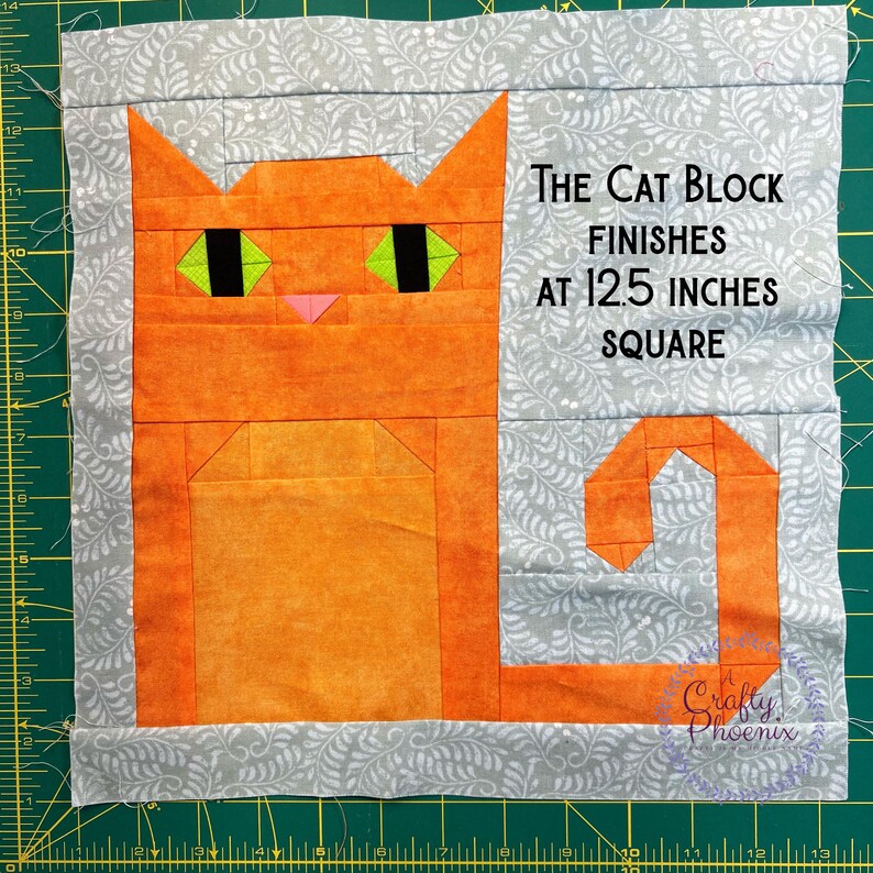 Cat Portrait Quilt Block PDF Pattern: Scrap Fabric Pet Portrait ...