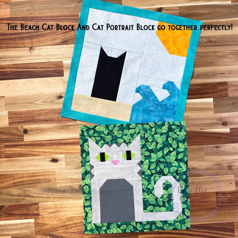 Cat Portrait Quilt Block PDF Pattern: Scrap Fabric Pet Portrait ...