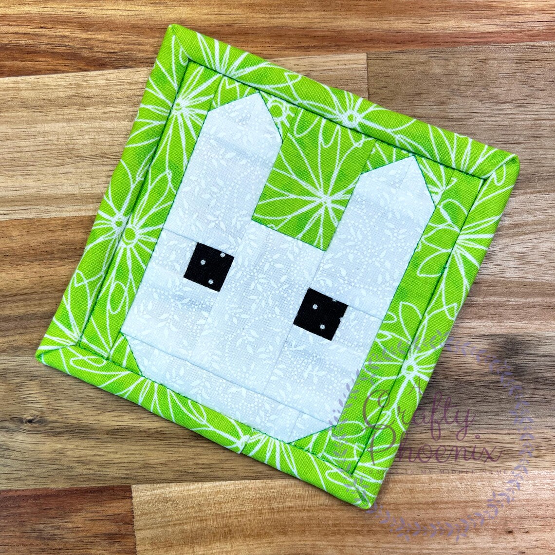 Bunny Quilt Block PDF Pattern: Mini Quilt, Scrap Fabric Coaster ...