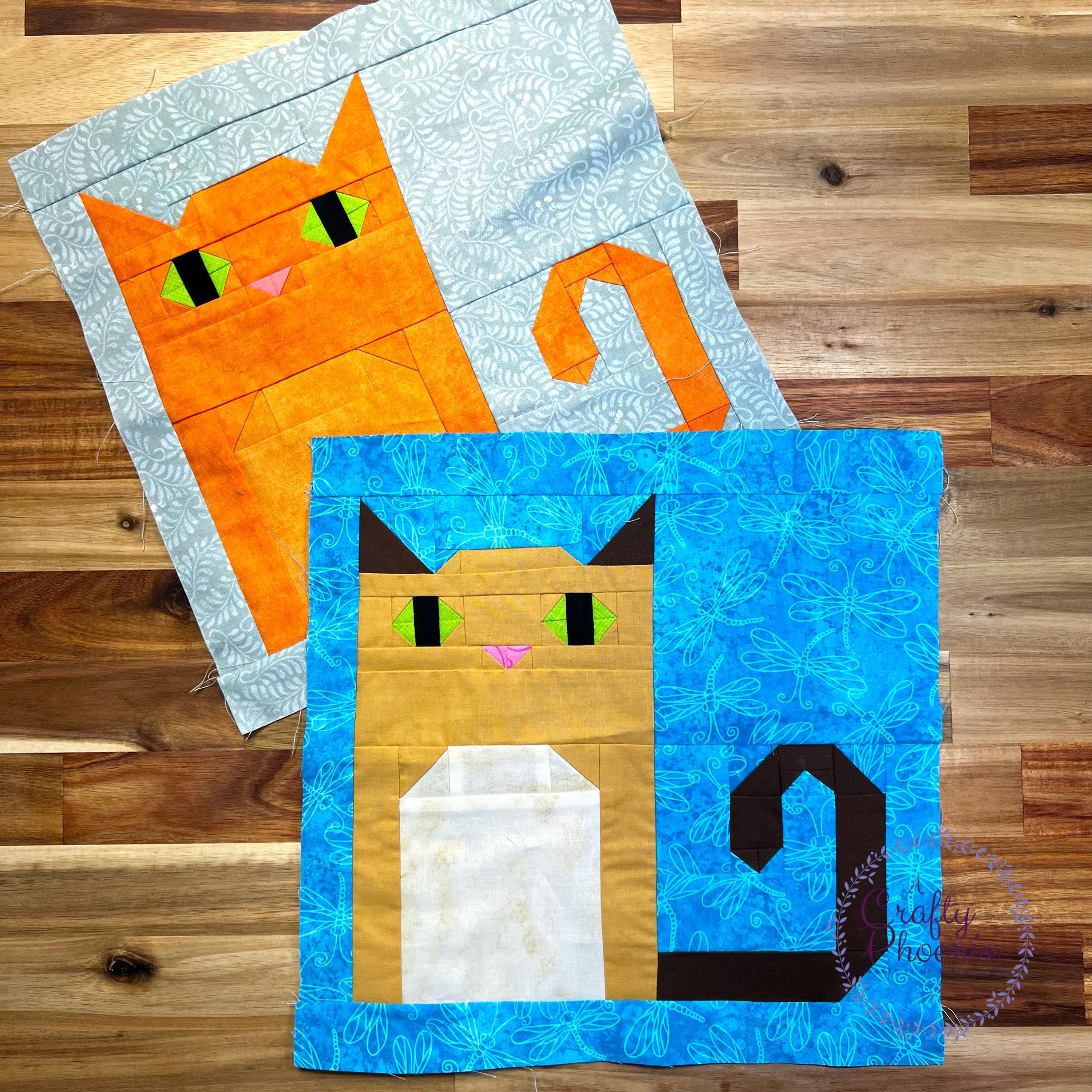 Cat Portrait Quilt Block PDF Pattern: Scrap Fabric Pet Portrait ...