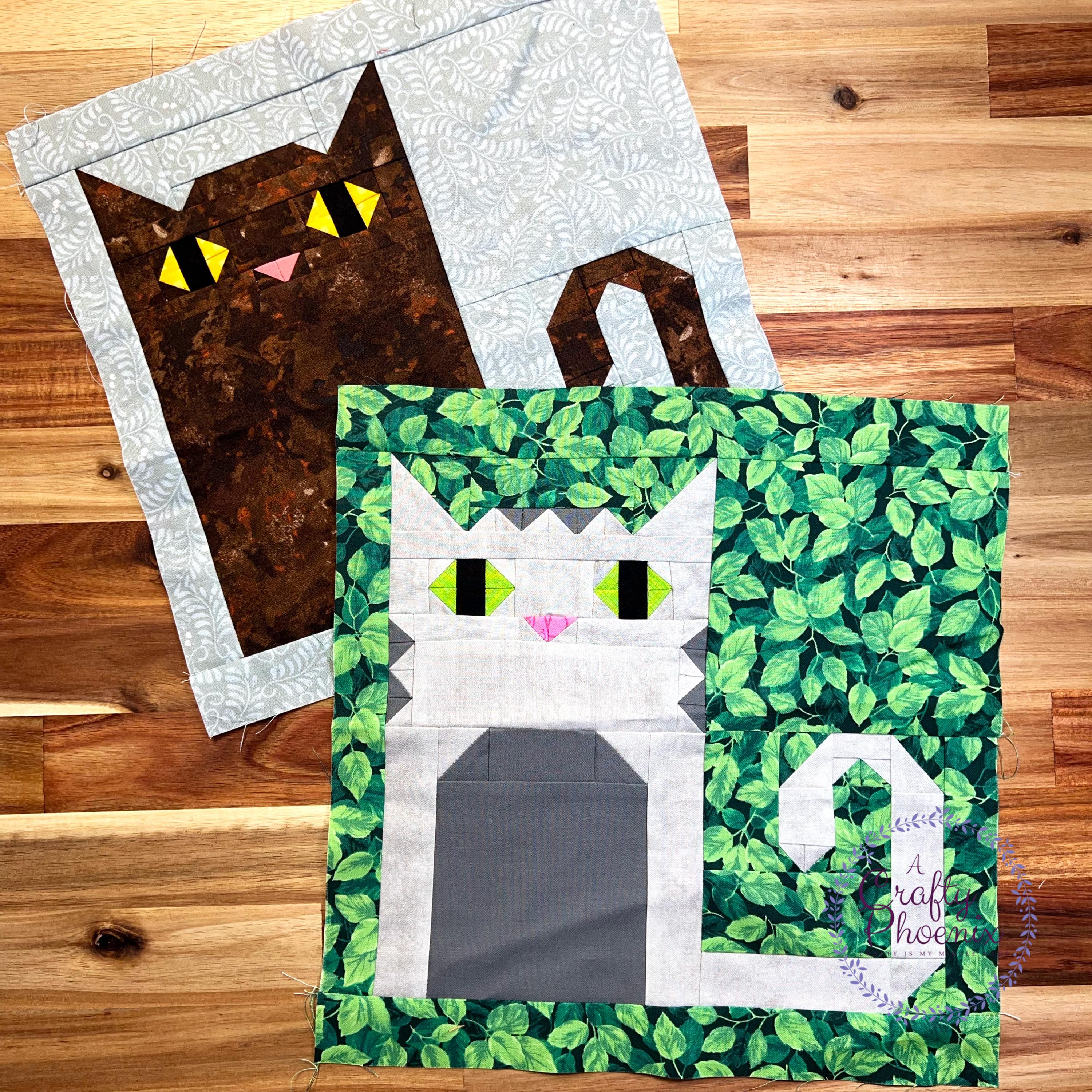 Cat Block PDF Pattern for Mini Quilts, Scrap Fabric Pattern ...