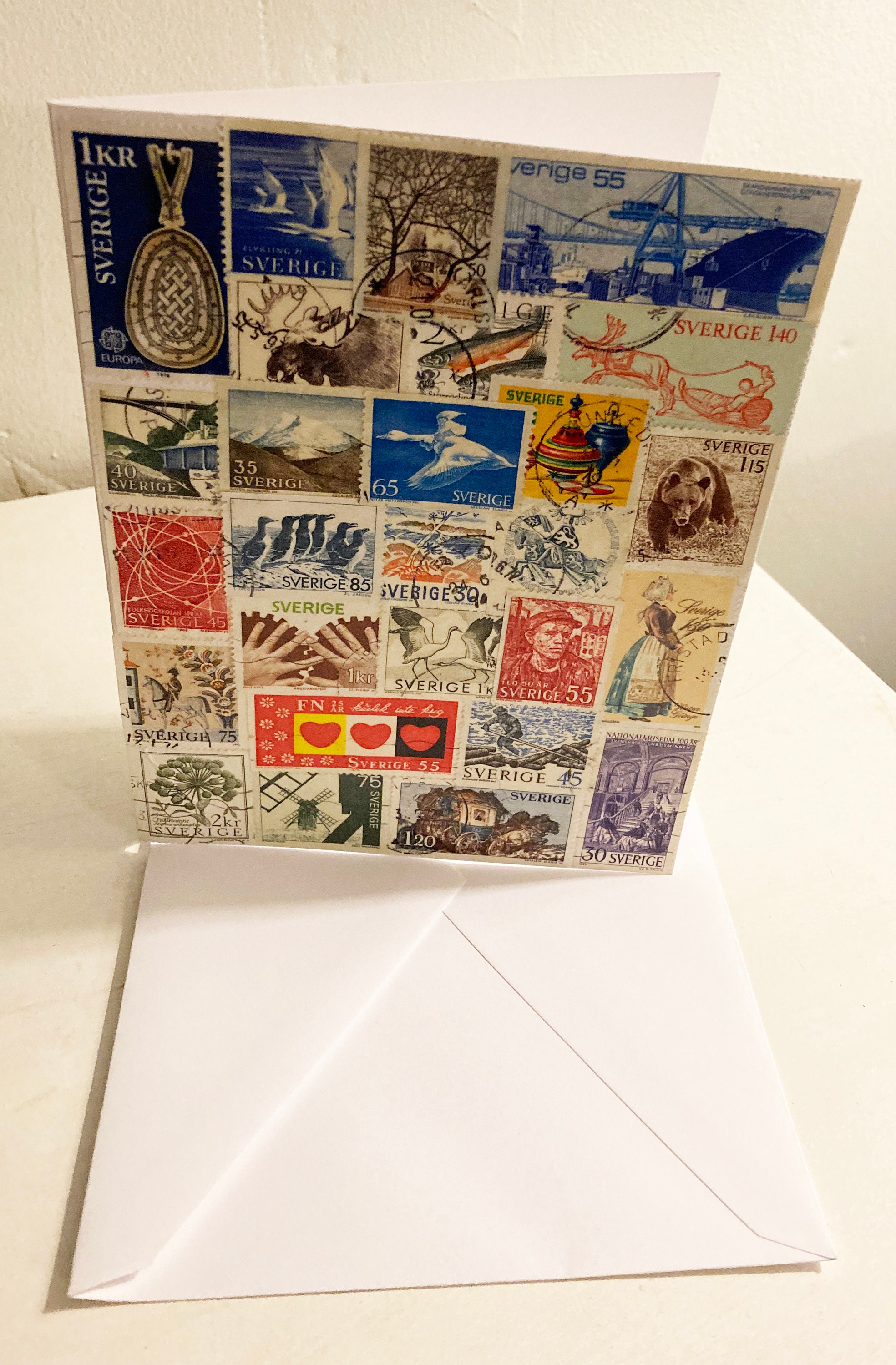 Swedish Stamp Collage Card - Etsy