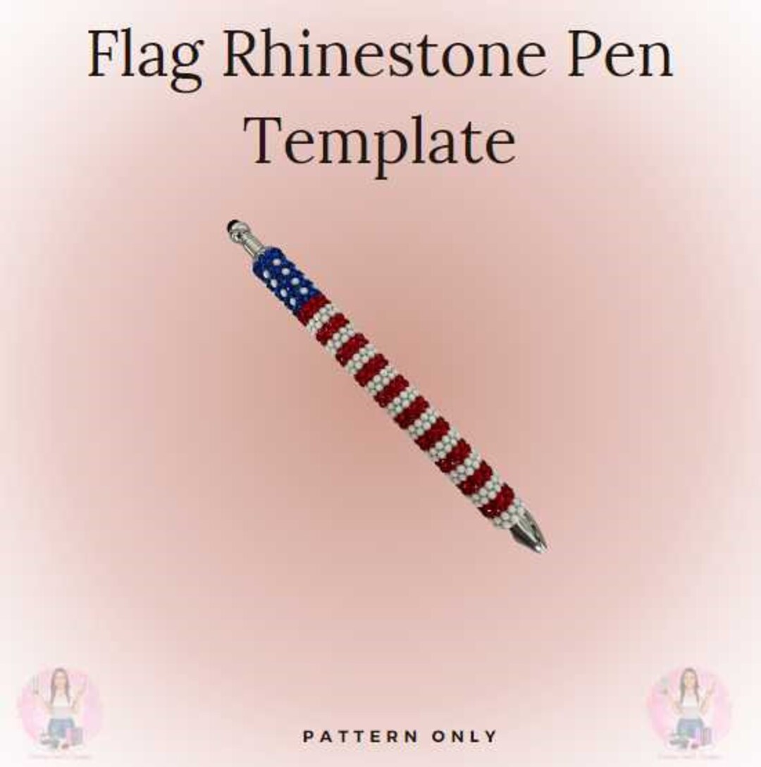 Flag Pen Pattern Template, Rhinestone Pen Pattern, Bling Pattern ...
