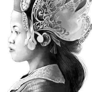 Balinese Dancer Series Pair, Set of 2, Digital Monochromatic Art Print ...
