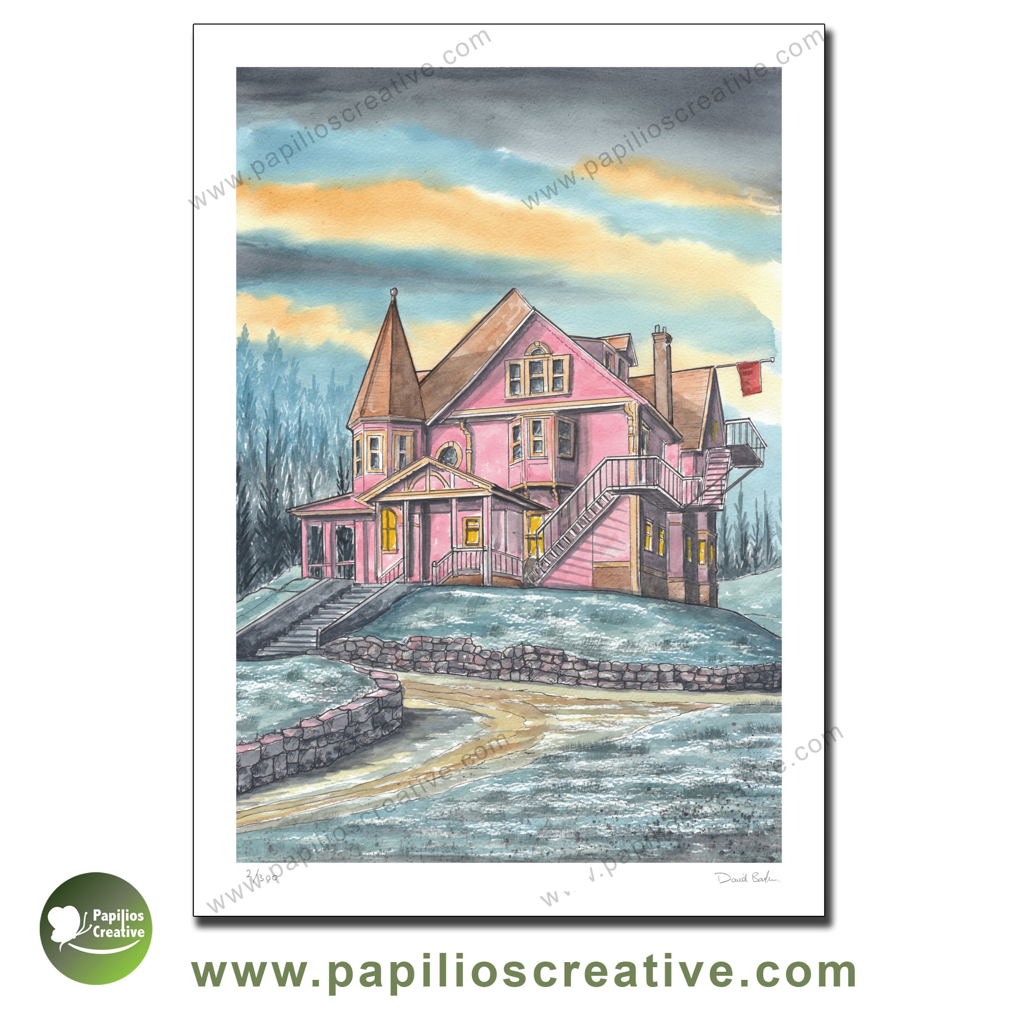 The Pink Palace, Coraline - Fine Art Pen and Watercolour Limited ...