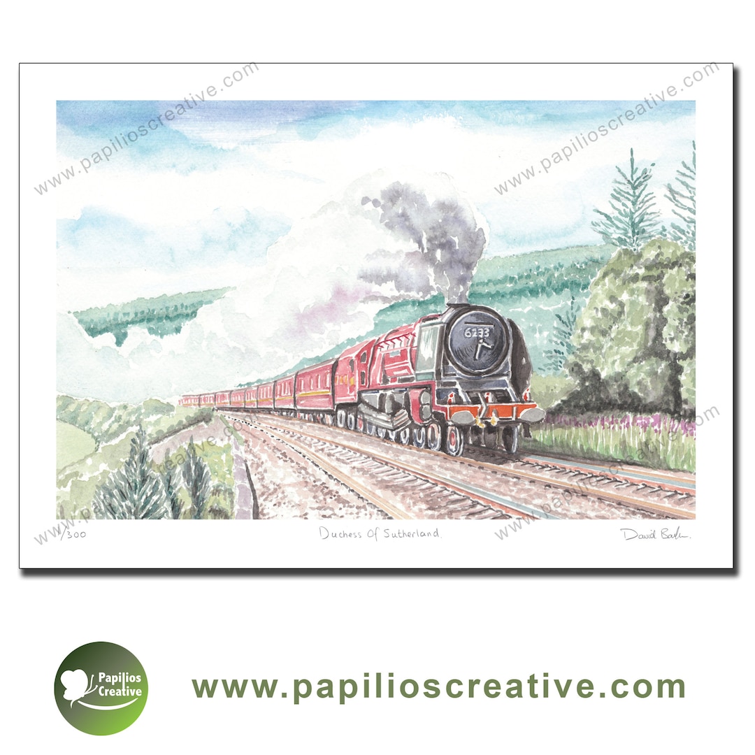 Steam Train - the Duchess of Sutherland - Fine Art Watercolour Limited ...