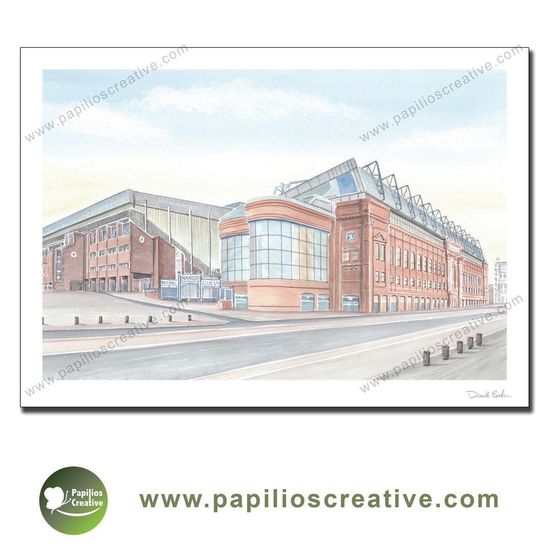 Rangers Football Club - Outside Ibrox Stadium - Fine Art Watercolour ...