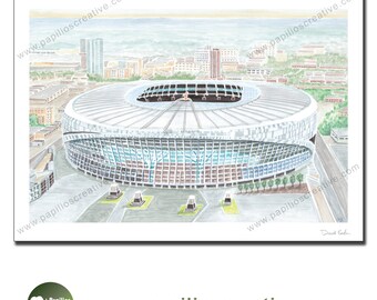 Tottenham Hotspur Stadium, Art Print, Illustration, Drawing ...
