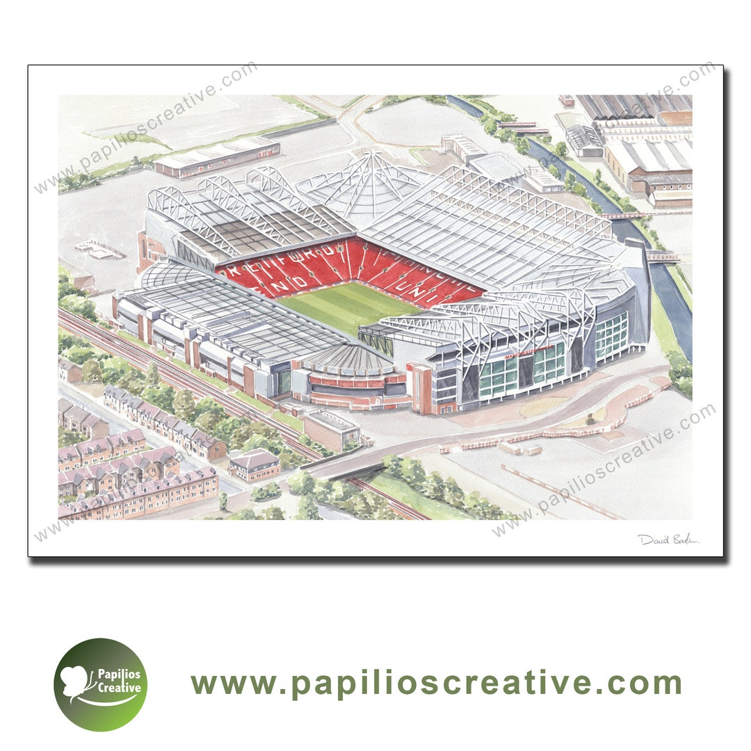 Manchester United - Old Trafford - Fine Art Watercolour Limited Edition ...