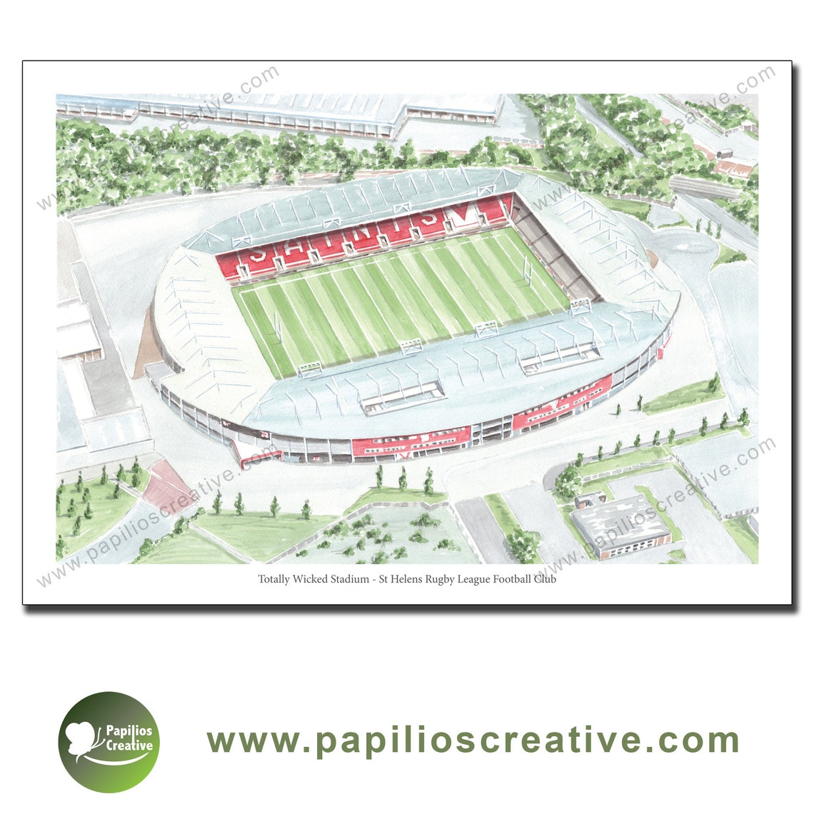 St Helens RLFC Totally Wicked Stadium Fine Art Watercolour | Etsy