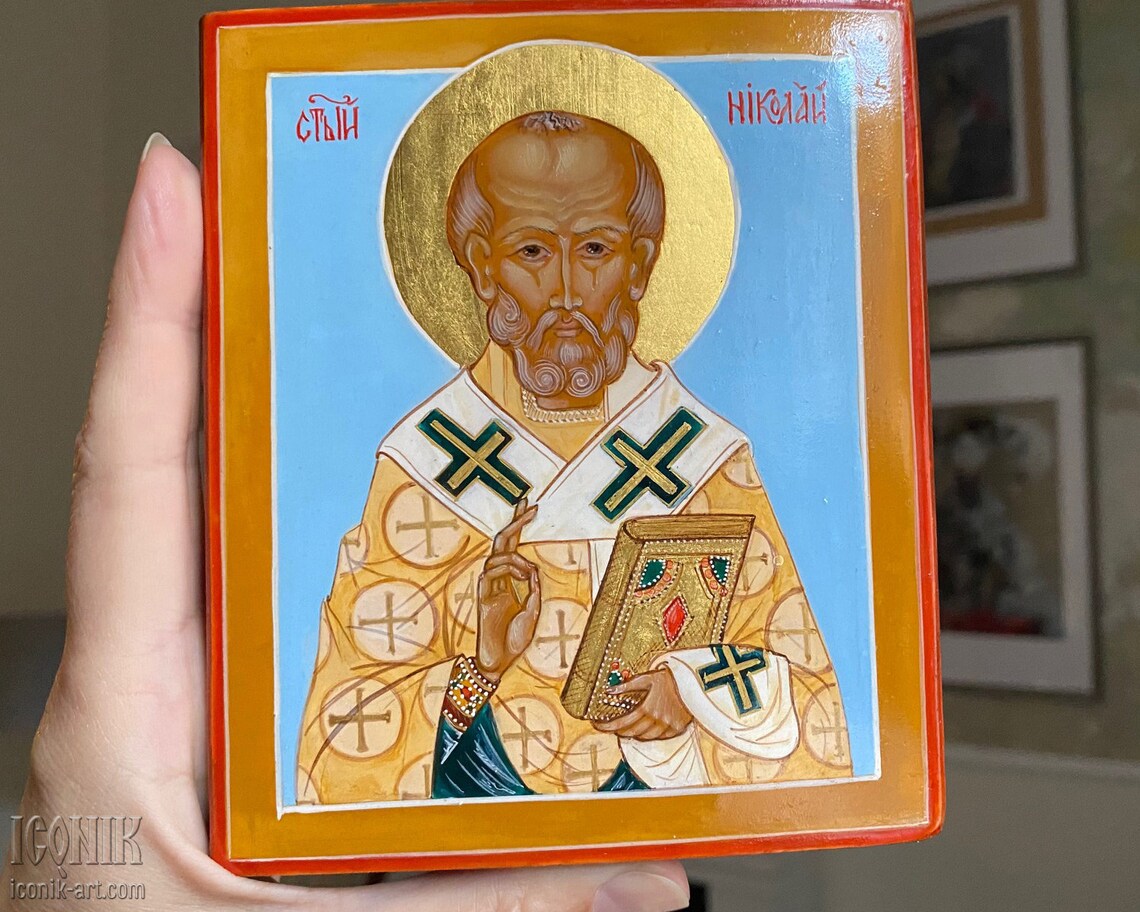 Handpainted Icon of St Nicholas the Wonderworker Russian - Etsy