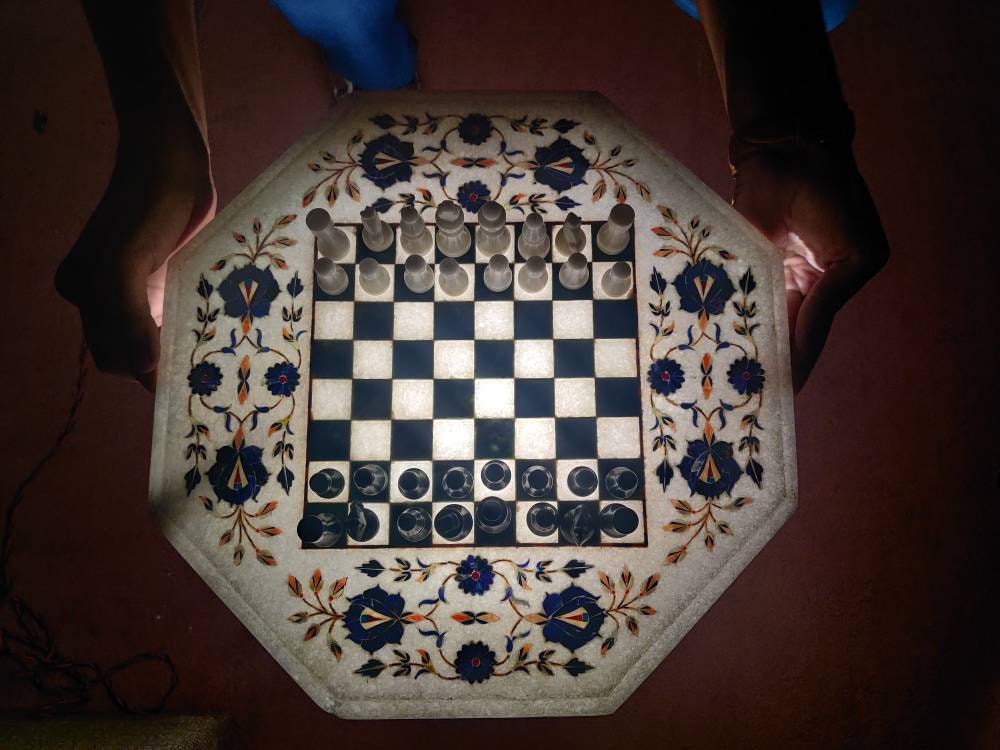 Marble Chess Board Table With Chess Pieces - Etsy UK