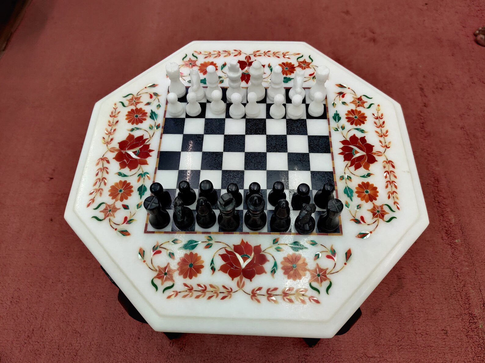 Queen Gambit Chess White Marble Chessboard Chess Table With - Etsy