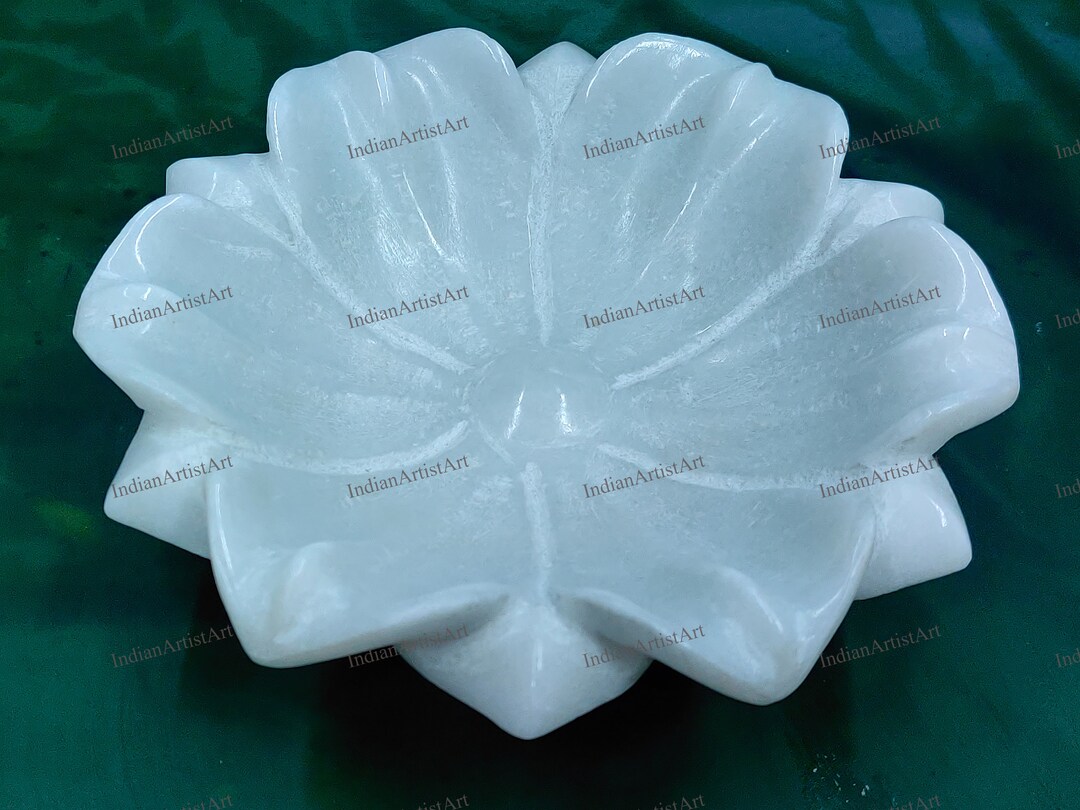 Lotus Flower Bowl in White Marble, Handmade Bowl for Home Decoration ...