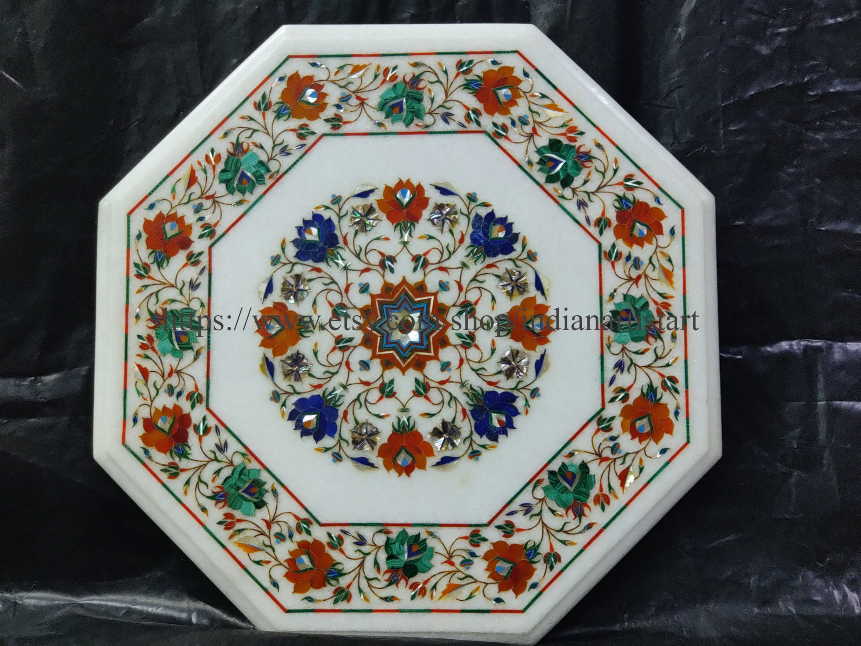 White Marble Inlaid Table Top for End Use Purpose White - Etsy