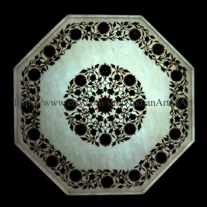 Shining Abalone Table Top, White Marble Inlay Art Coffee Table With ...