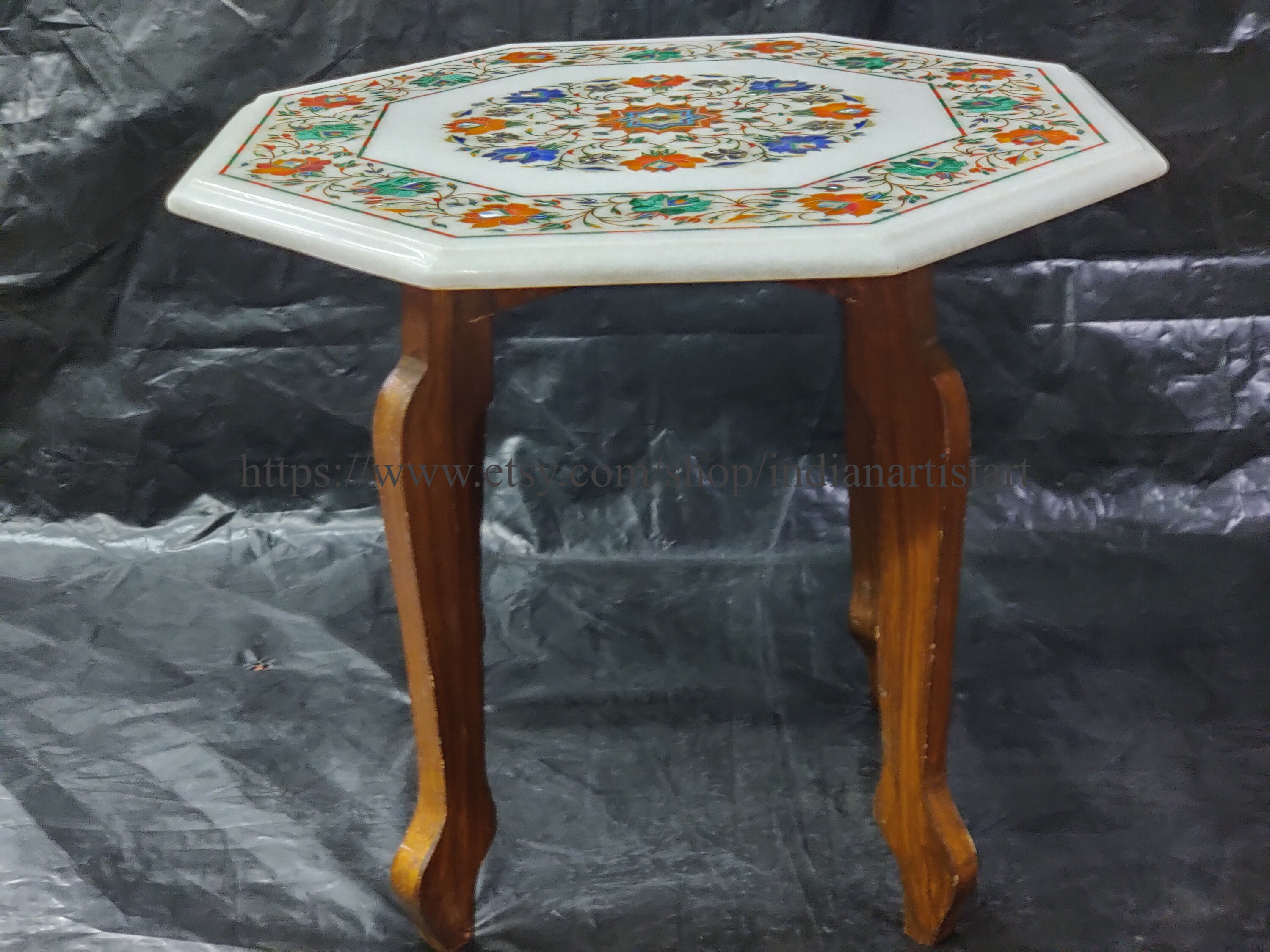 White Marble Inlaid Table Top for End Use Purpose White | Etsy