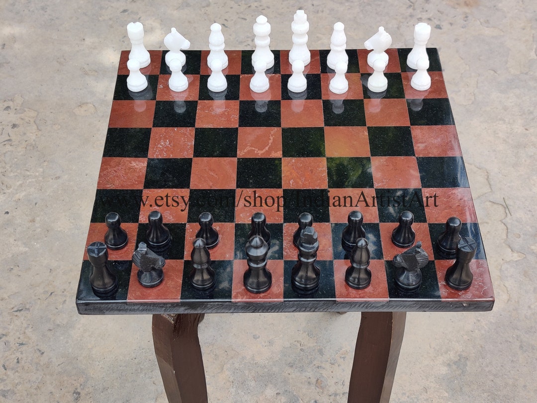 Stone Chess Set With White and Black Marble Chess Pieces / Christmas ...