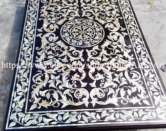 Beautifully Handmade Dining Table in Black Marble Inlaid With - Etsy