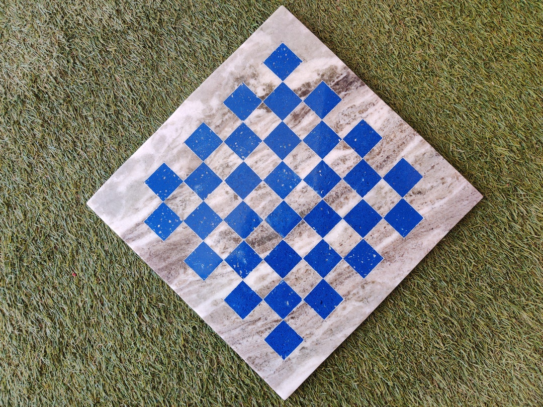 Blue Lapis Lazuli Marble Chess Set: Handcrafted Queen Gambit - Etsy