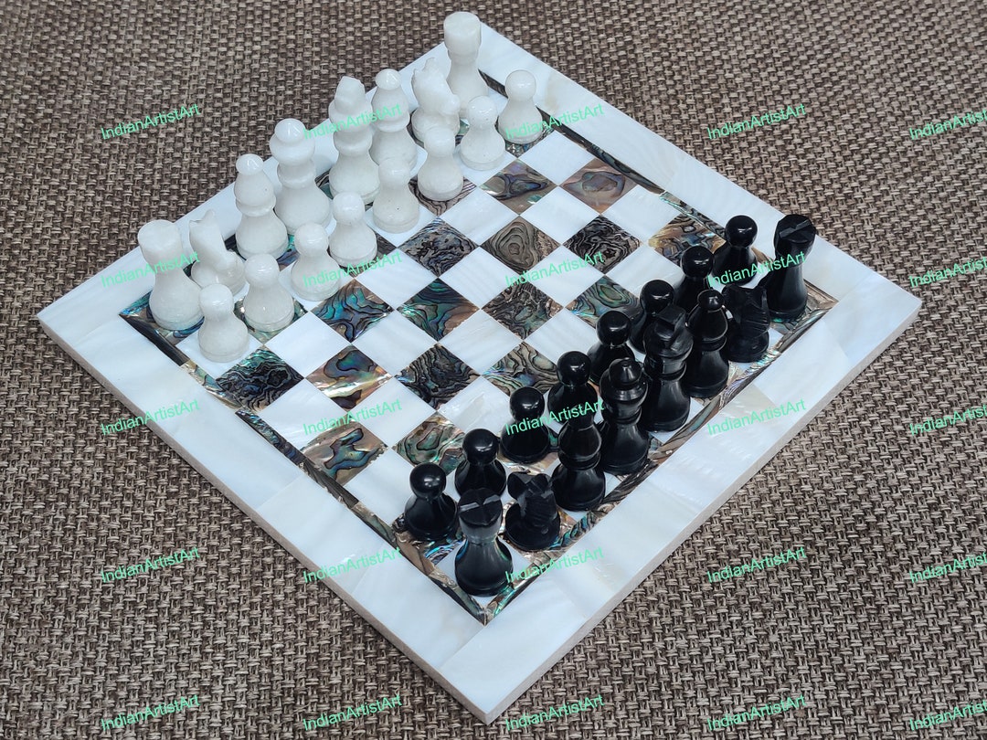 Abalone Sea Shell Chess Set: Indian Handmade Marble & Stone Board - Etsy